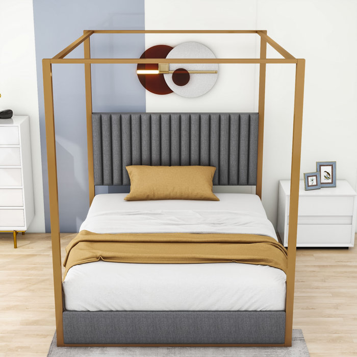 Mercer41 Sighbiorn Queen Upholstery Canopy Platform Bed With Headboard